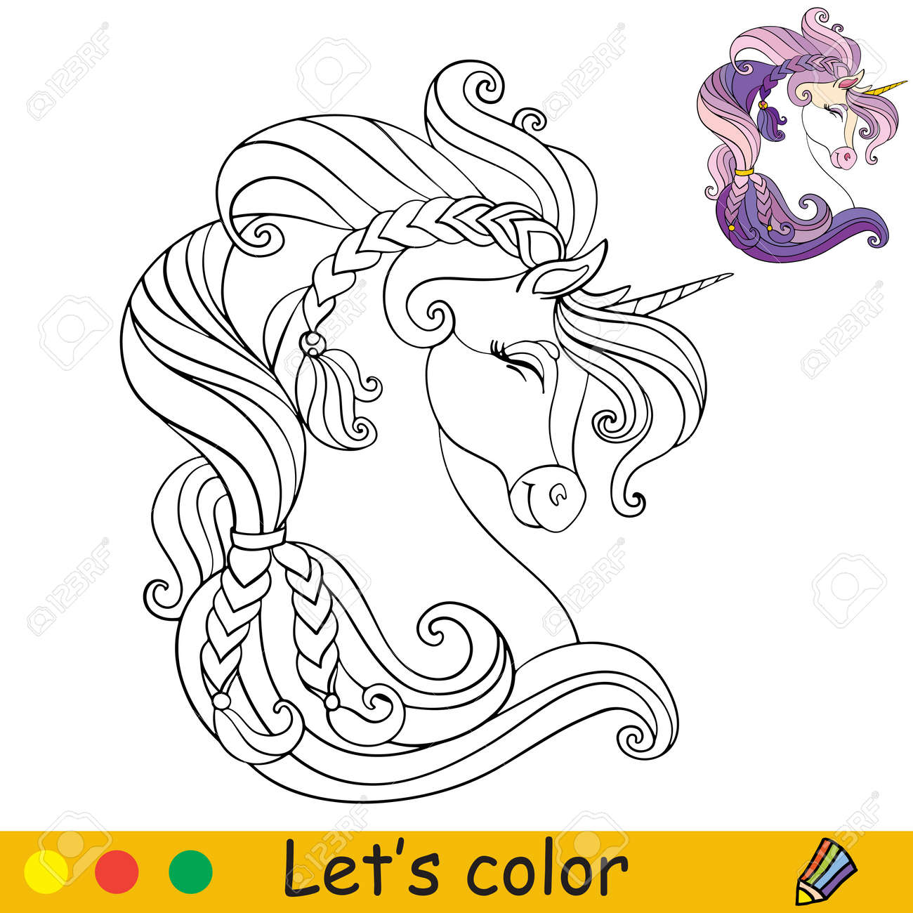 unicorn head coloring pages free