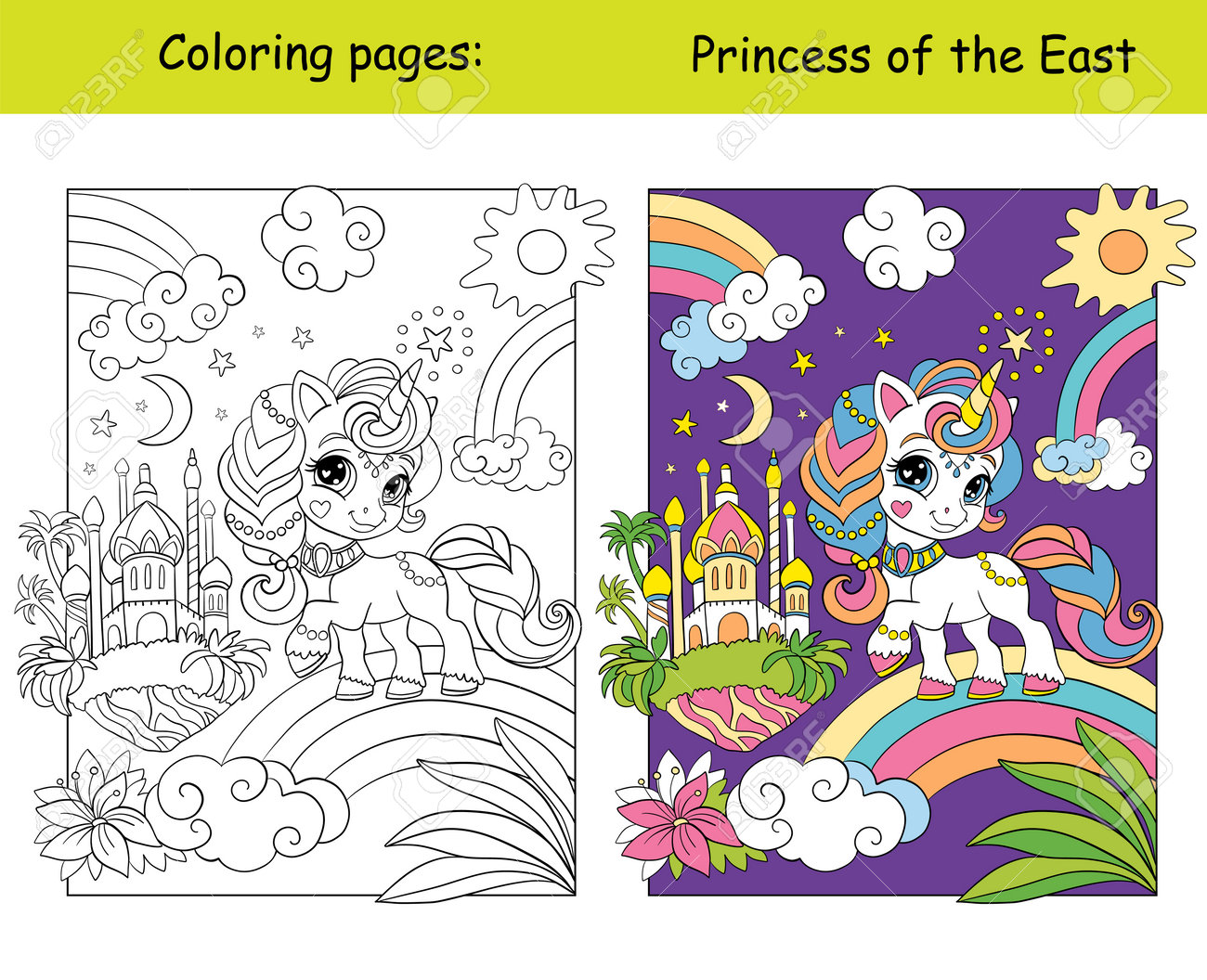 castle and unicorn coloring pages