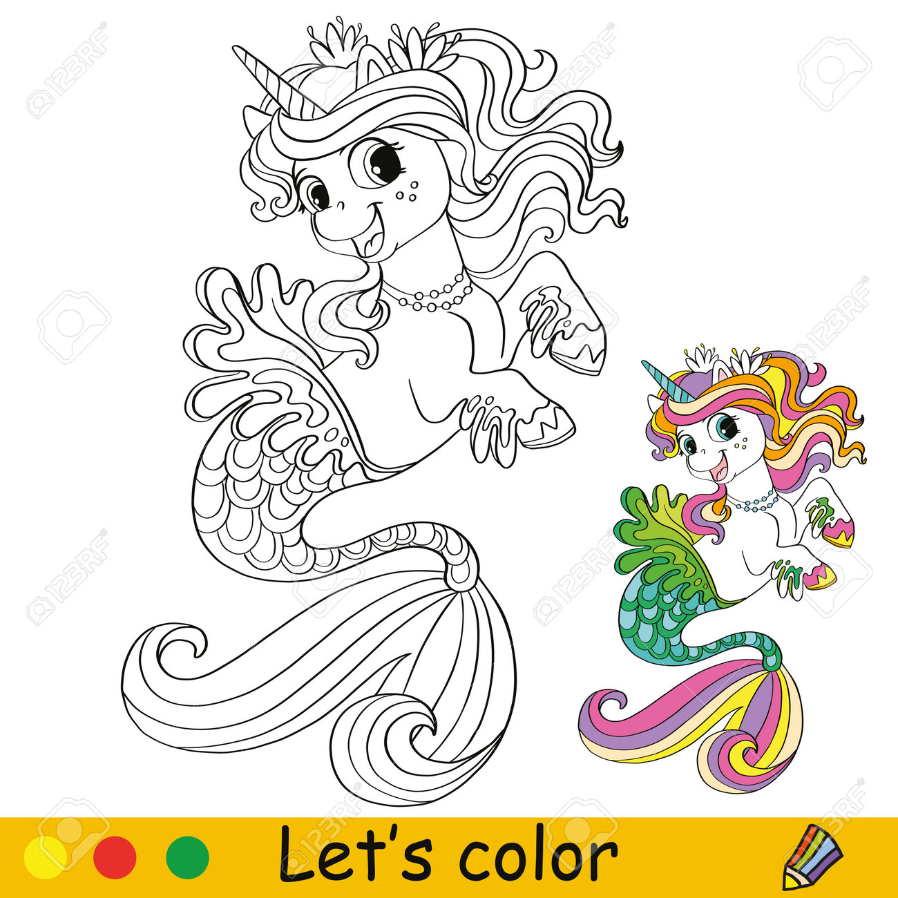 free unicorn mermaid coloring pages