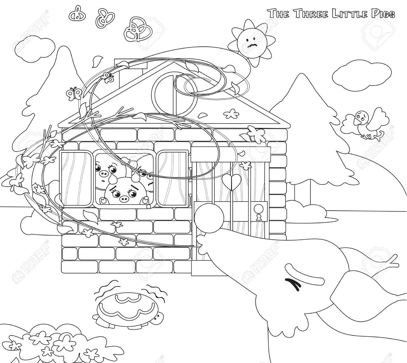 the three little pigs wolf coloring pages
