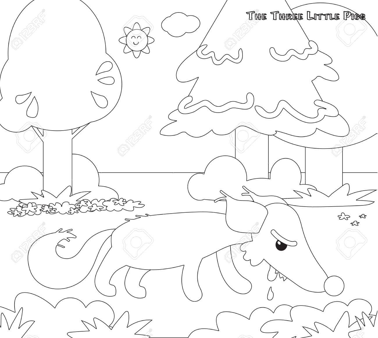 the three little pigs coloring pages free