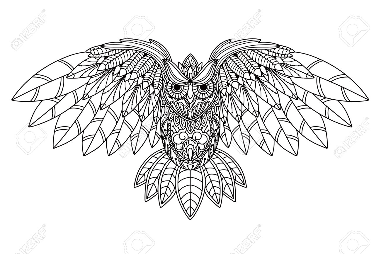 unique coloring pages owl ornate