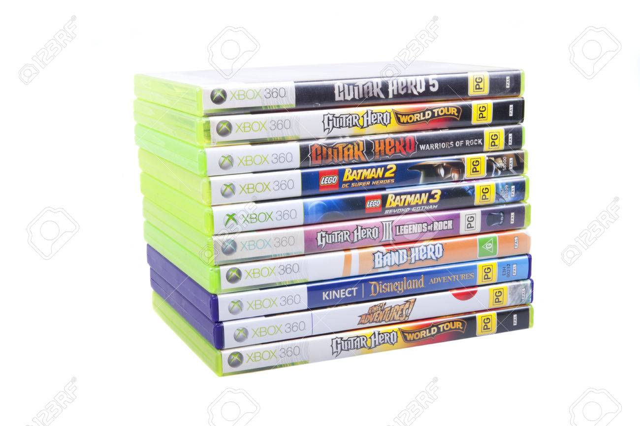 Adelaide Australia August 05 2015 A Collection Of Xbox 360 Games. The Xbox 360 Console Was Released In 2005 By Microsoft And Went On To Sell Over 84 Million Units World