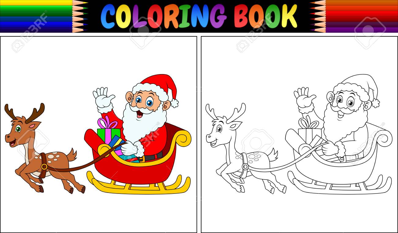 reindeer sleigh coloring pages
