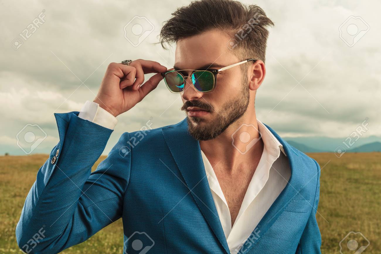 Man wearing sunglasses store