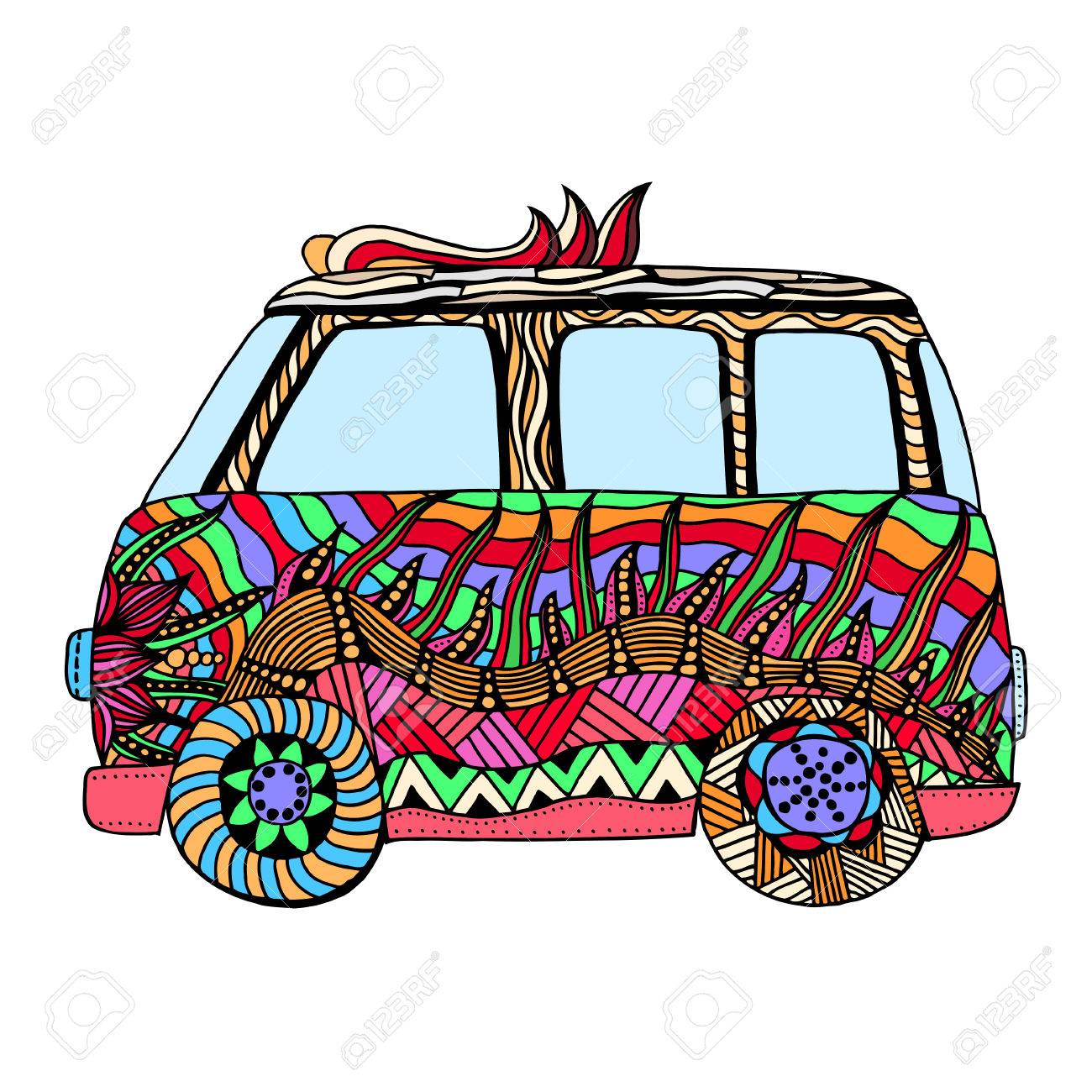 cars hippie van coloring pages