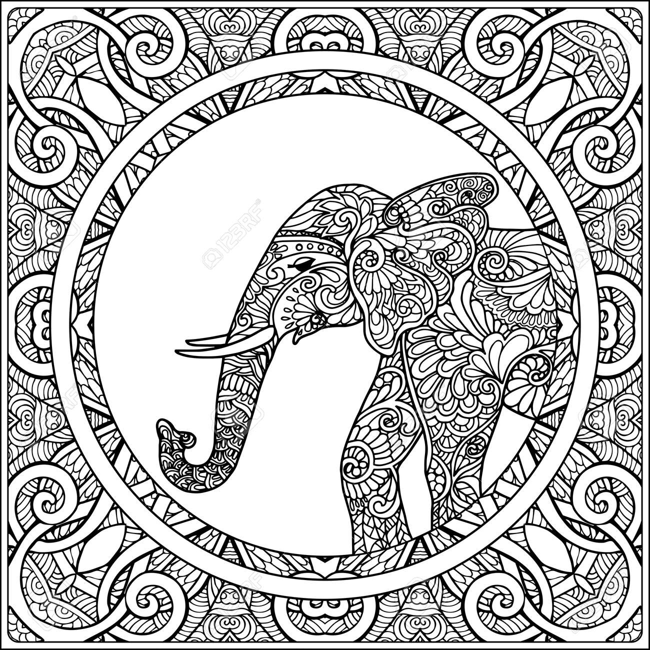 elephant mandala coloring pages free