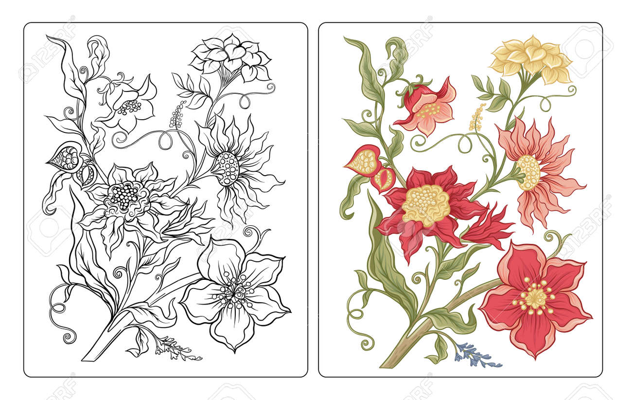 jacobean coloring pages