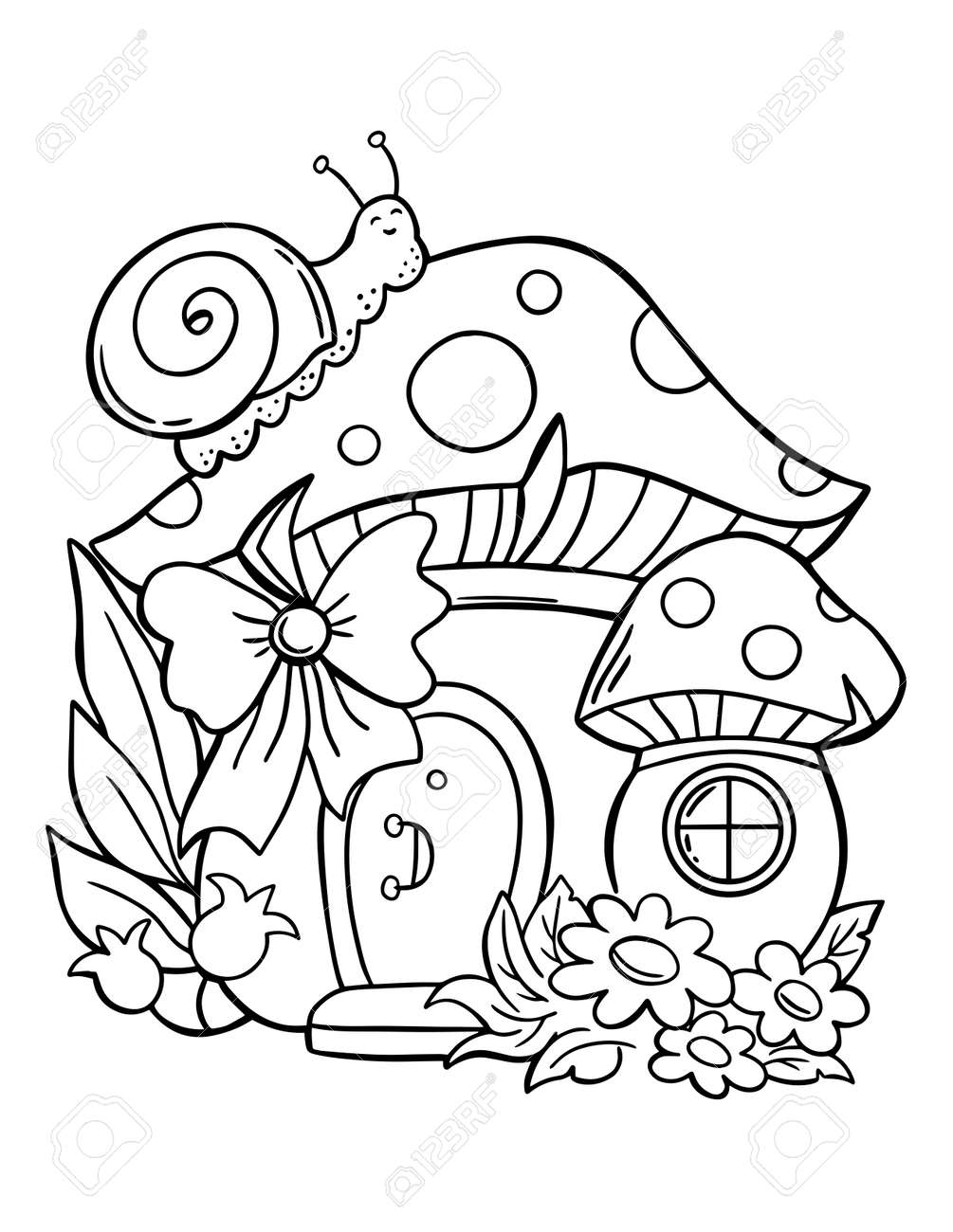 free mushroom house coloring pages