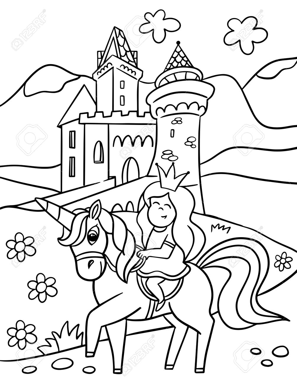 princess coloring pages with castle