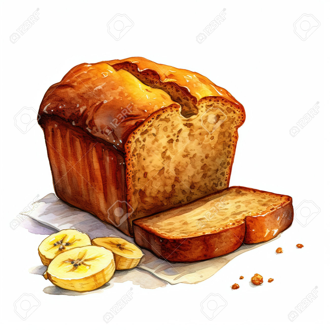 banana bread white background