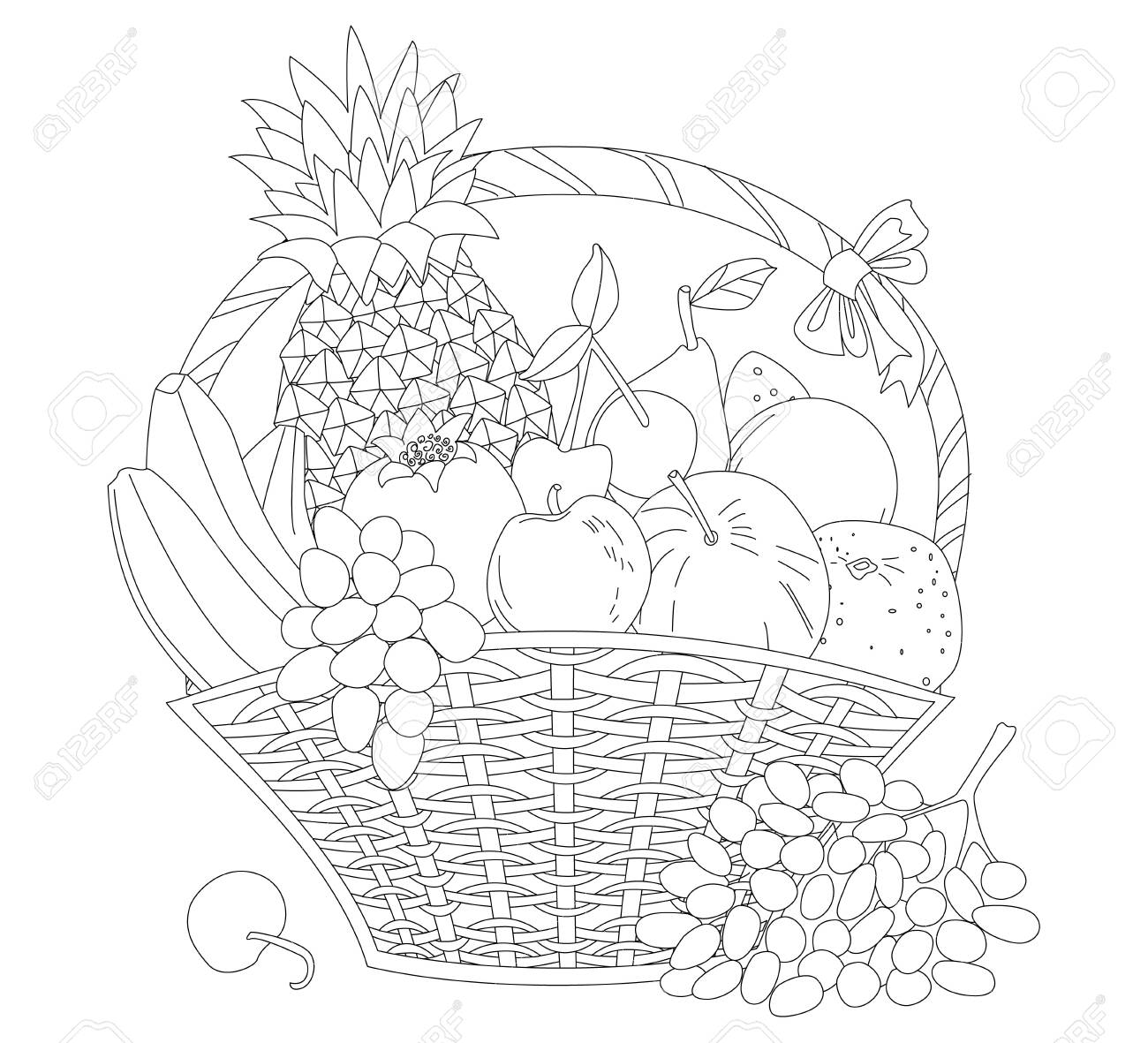 fruit baskets coloring pages for kids
