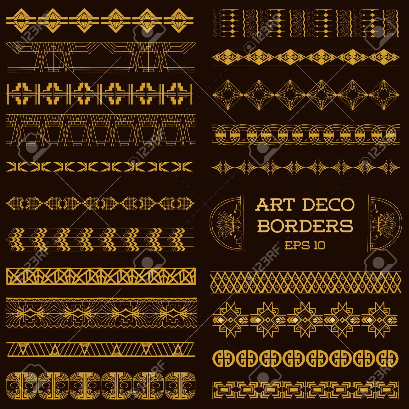 art deco borders vector