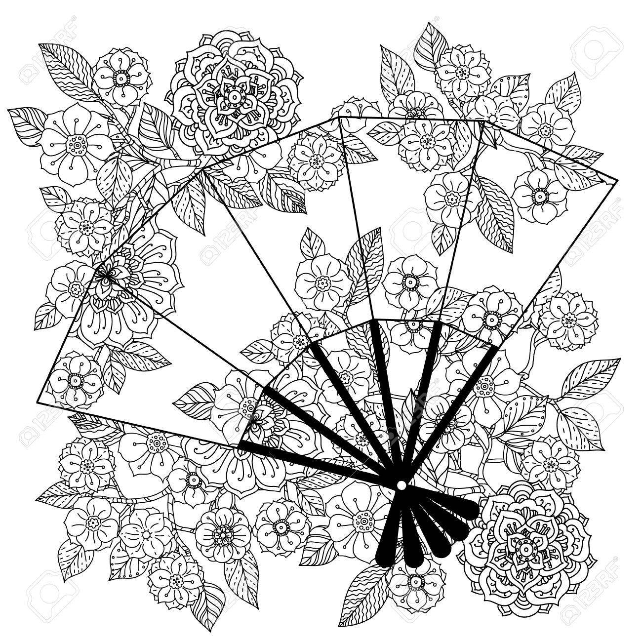 hand fan coloring pages