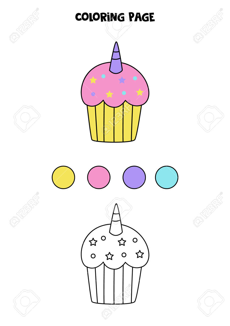 unicorn cupcake coloring pages