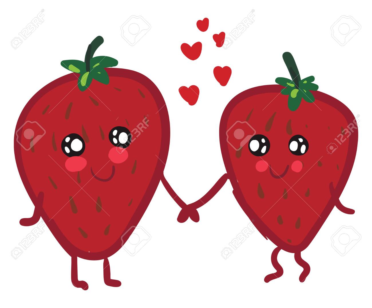 two strawberry drawing