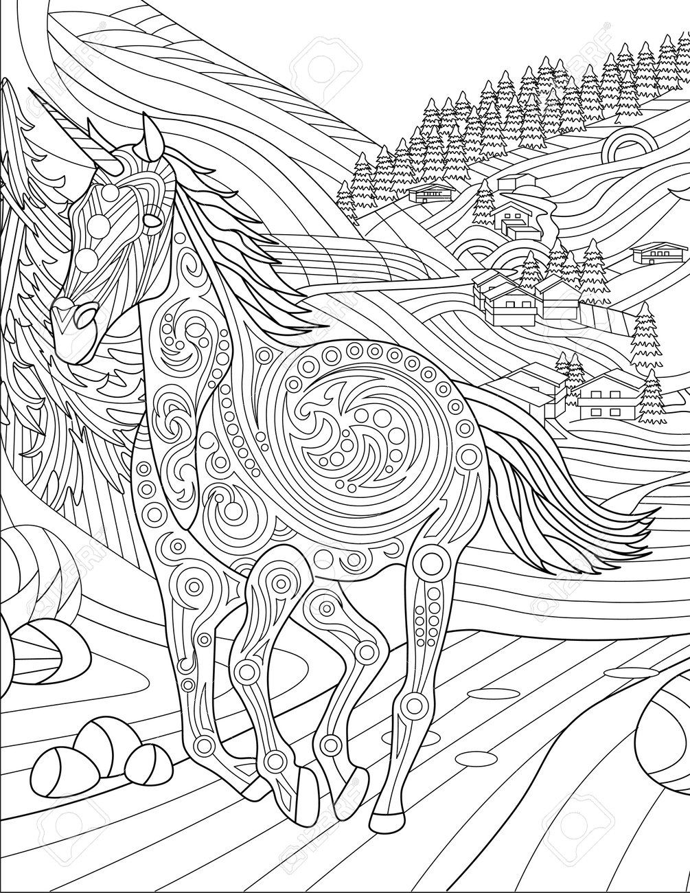 unicorn horse coloring pages
