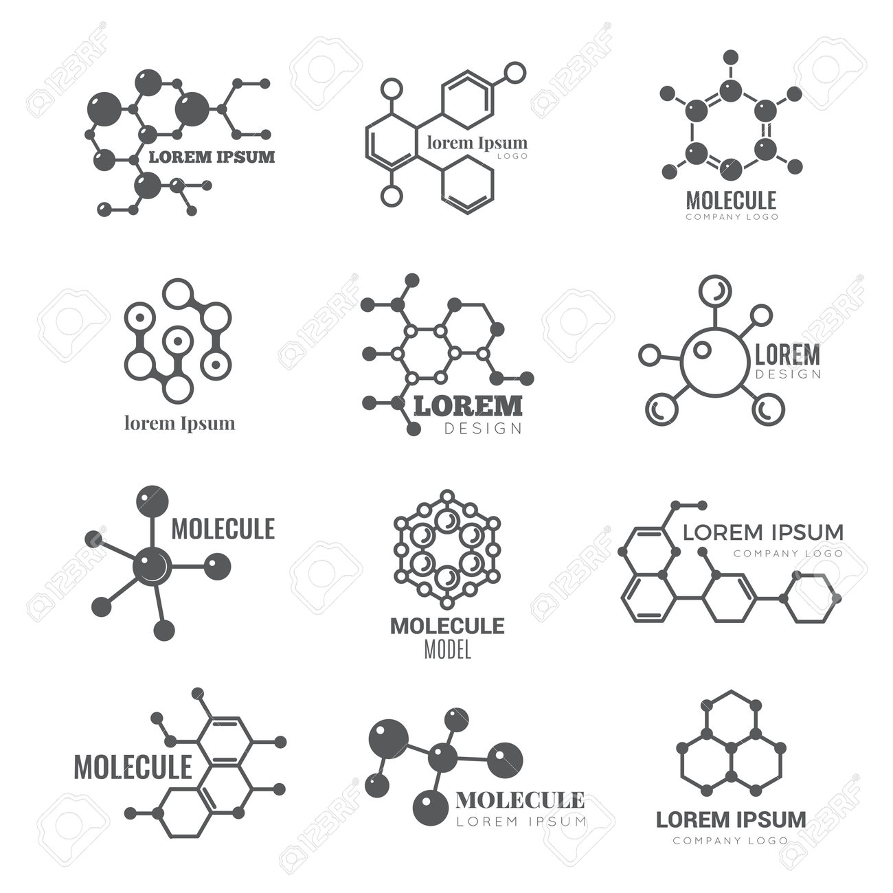 Molekulares Logo. Chemie Dna Molekul Wissenschaftliche Struktur Atom Business Brand Vektorkonzept. Illustration Der Molekularchemie DNA Logo Molekulstruktur Lizenzfrei nutzbare SVG Vektorgrafiken Clip...