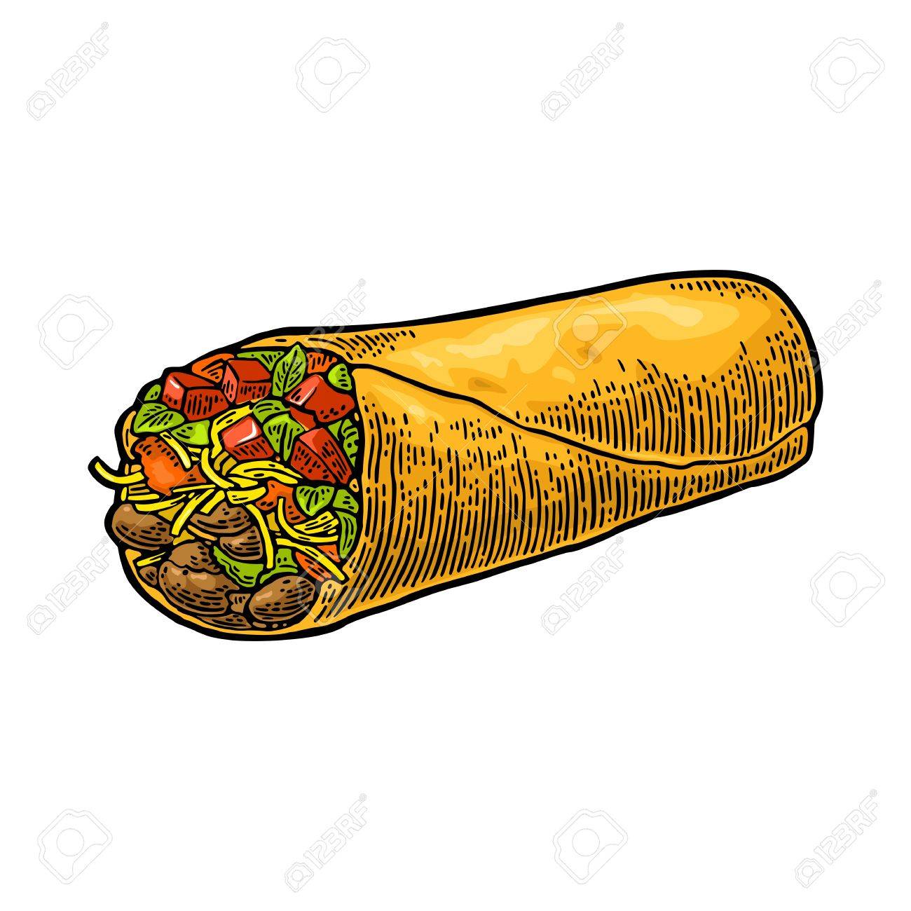 burrito mexicano vector