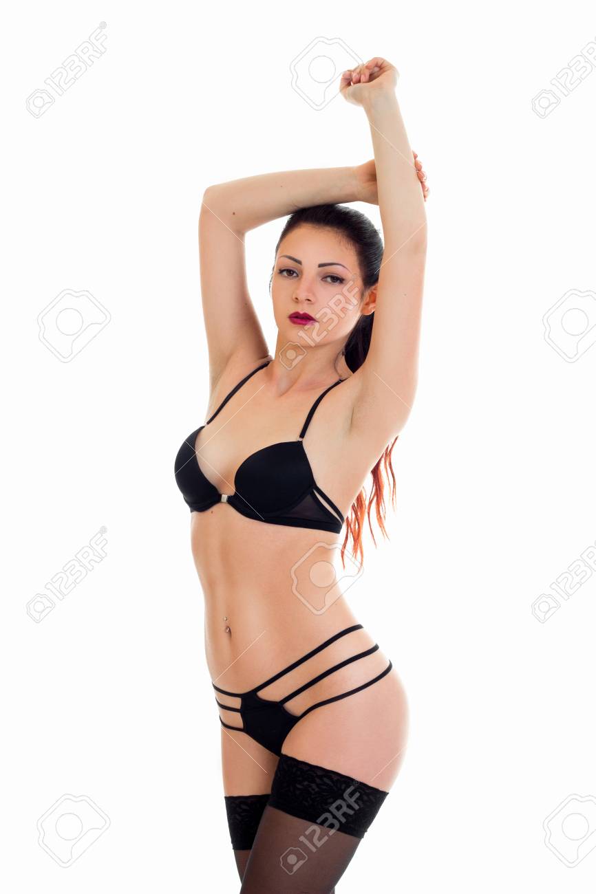 Hot girl in lingerie store