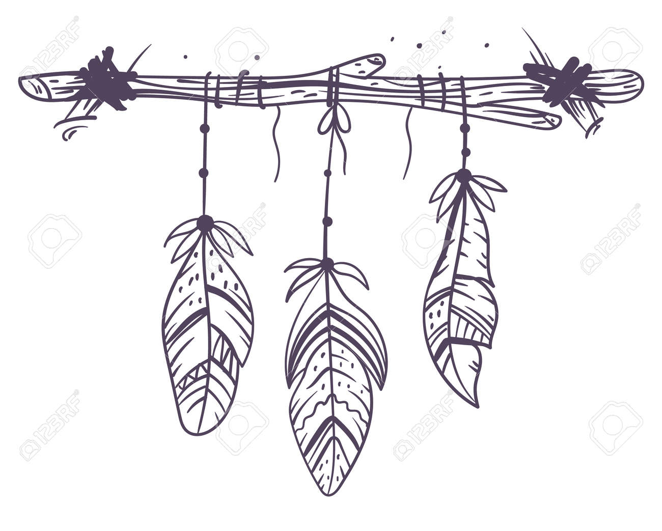 boho feather drawing