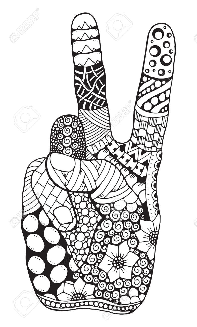 hand peace sign coloring pages