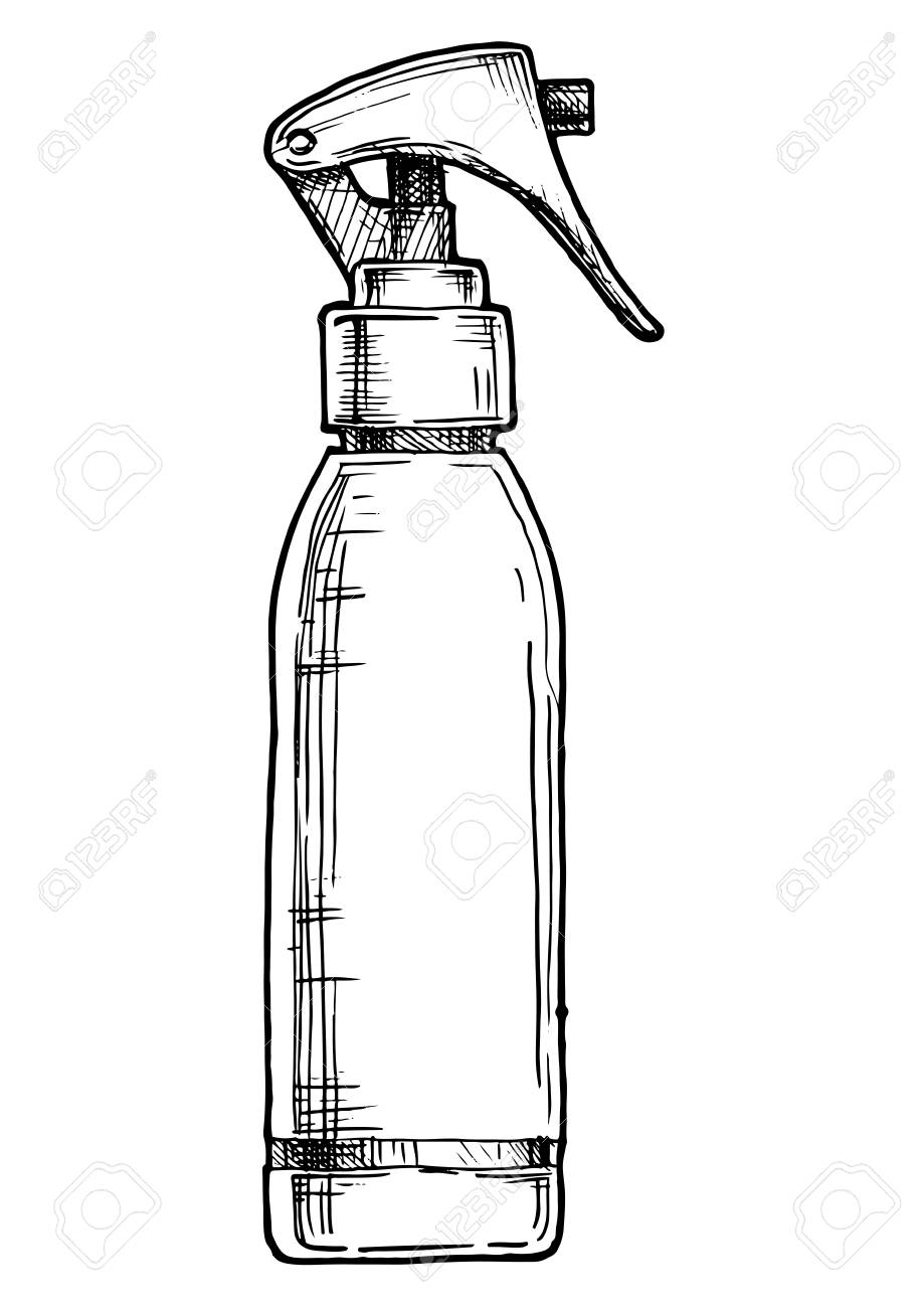 Vector Hand Drawn Illustration Of Hair Spray Bottle In Vintage Engraved Style. Isolated On White Background. Side View. Royalty Free SVG Cliparts Vectors and Stock Illustration. Image 79648348