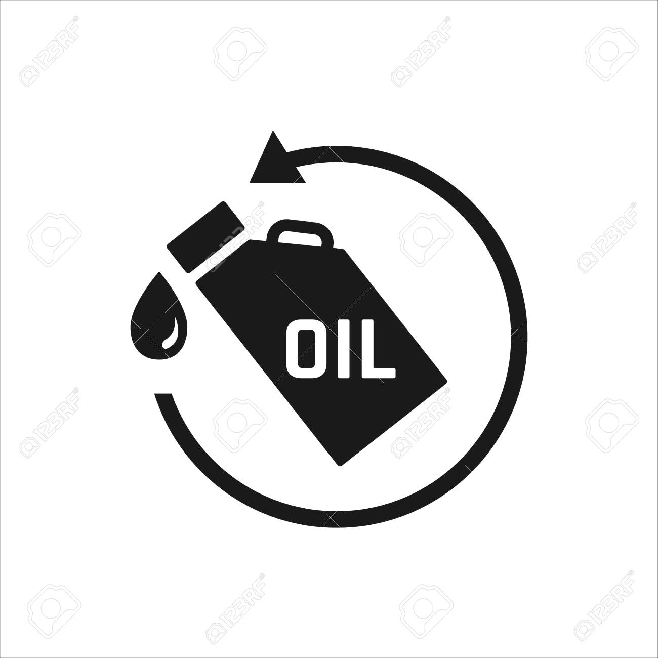 Oil Change Icon Vector. Silhouette Of Oil Canister Bottle Gear And Circle Arrow .symbol For Automotive Machine Engine. SVG Image 141343319
