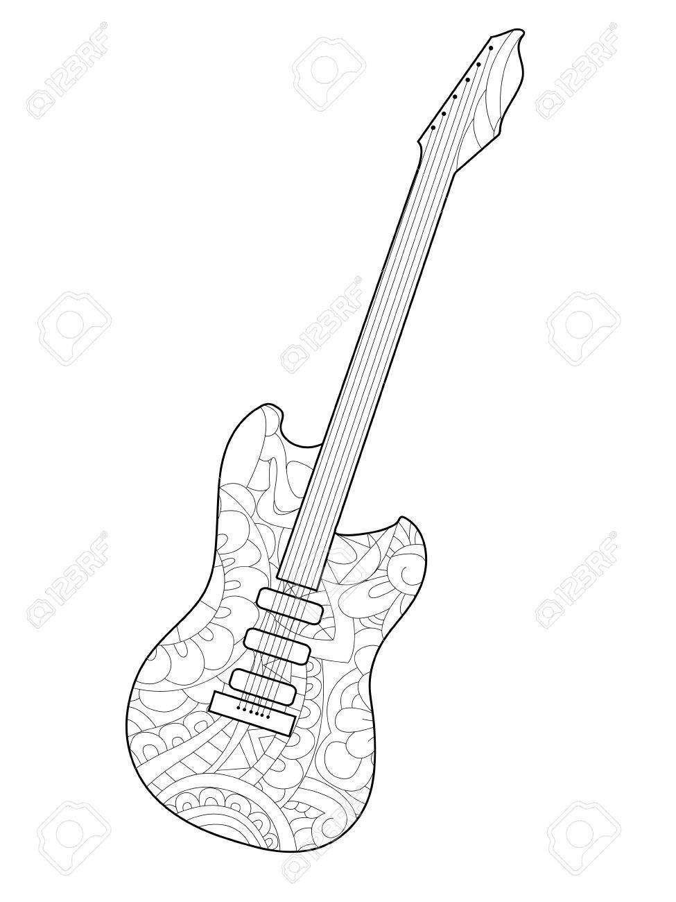 coloring page electric guitar