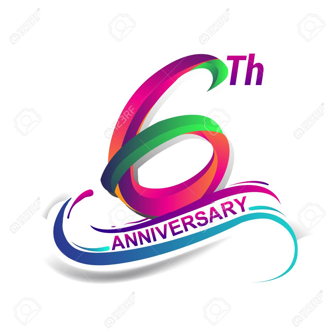 6th Anniversary Celebration Logotype Colorful Design. Birthday Logo On White Background. Royalty Free SVG Cliparts Vectors and Stock Illustration. Image 151677831