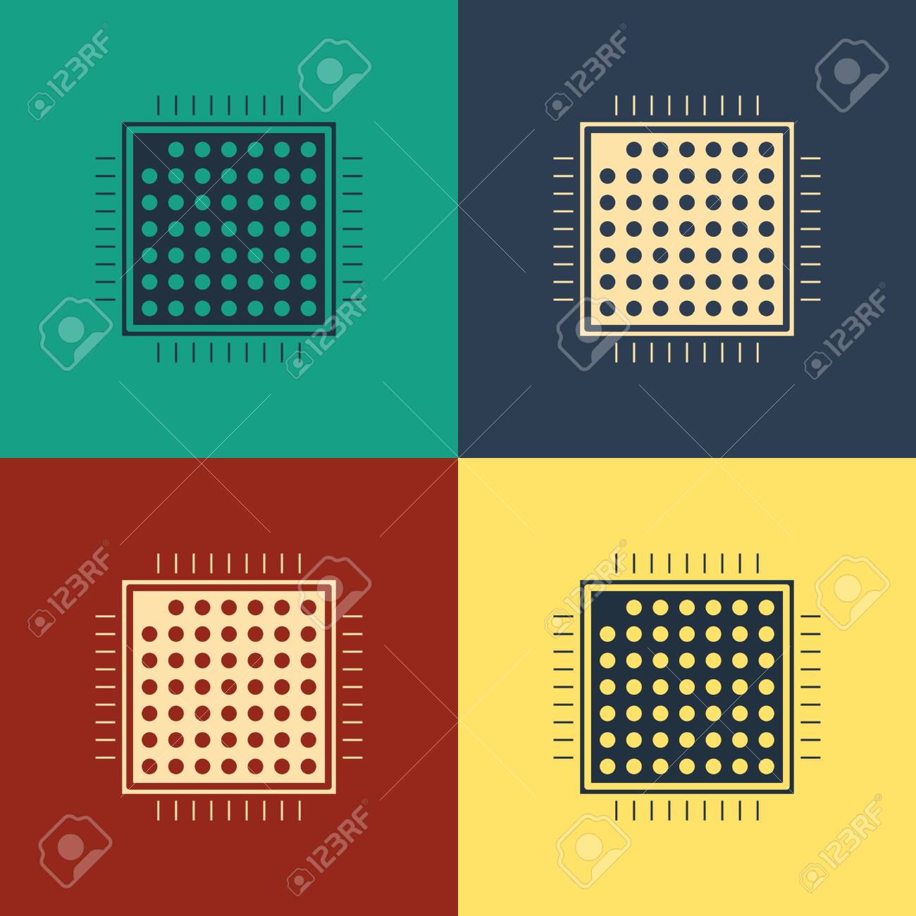 computer cpu drawing with colour