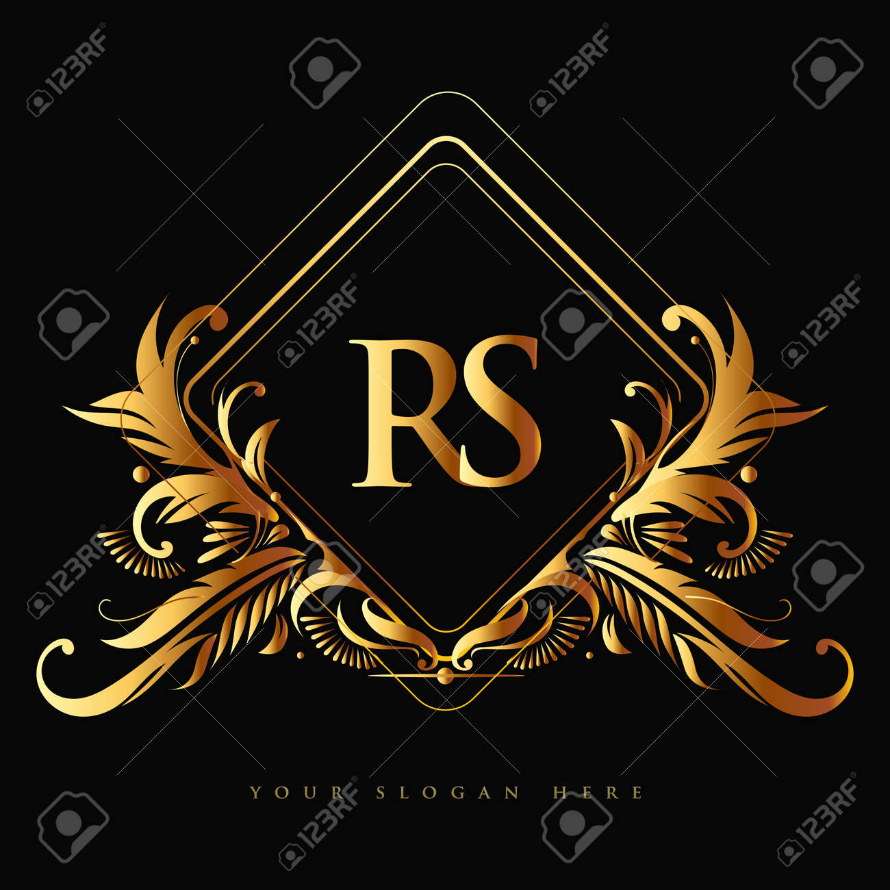 Initial Logo Letter RS With Golden Color With Ornaments And Classic Pattern Vector Logo For Business And Company Identity. Royalty Free SVG Cliparts Vectors and Stock Illustration. Image 164068126