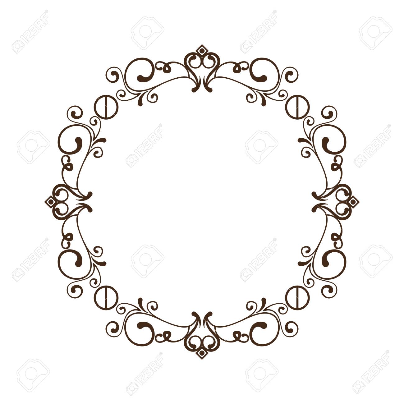 ornate circle frame vector