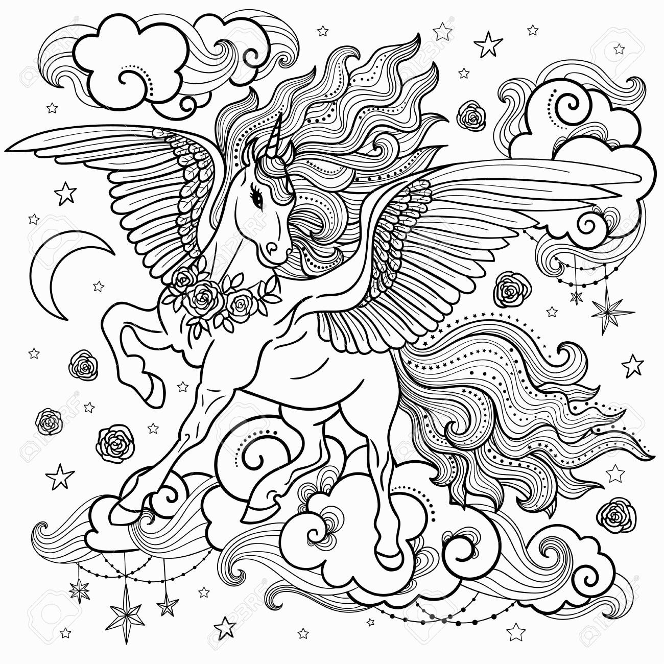 unicorn coloring pages with stars